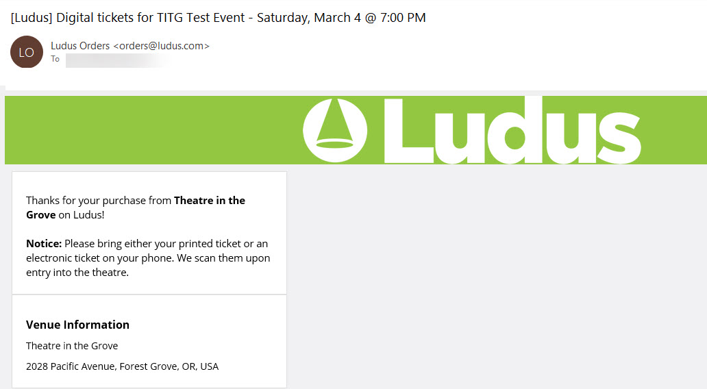 New Ticketing System - Theatre in the Grove